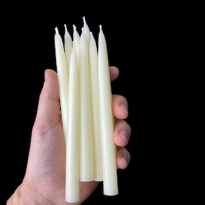 6 Taper Candles 1/2 Inch Diameter Taper Candle 100% White Beeswax 0.5 ...