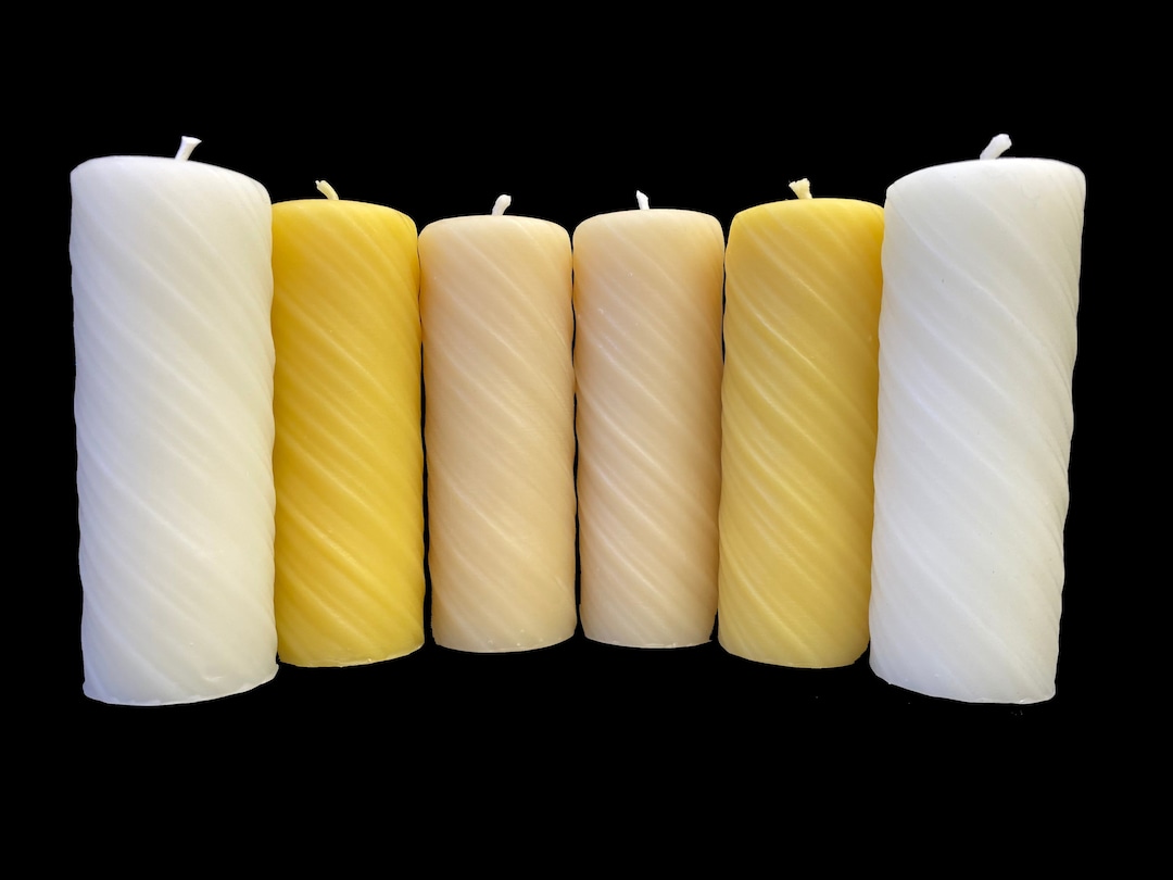 4" Spiral Twisted Beeswax Pillar Candle - 100% Beeswax - Choose One of ...