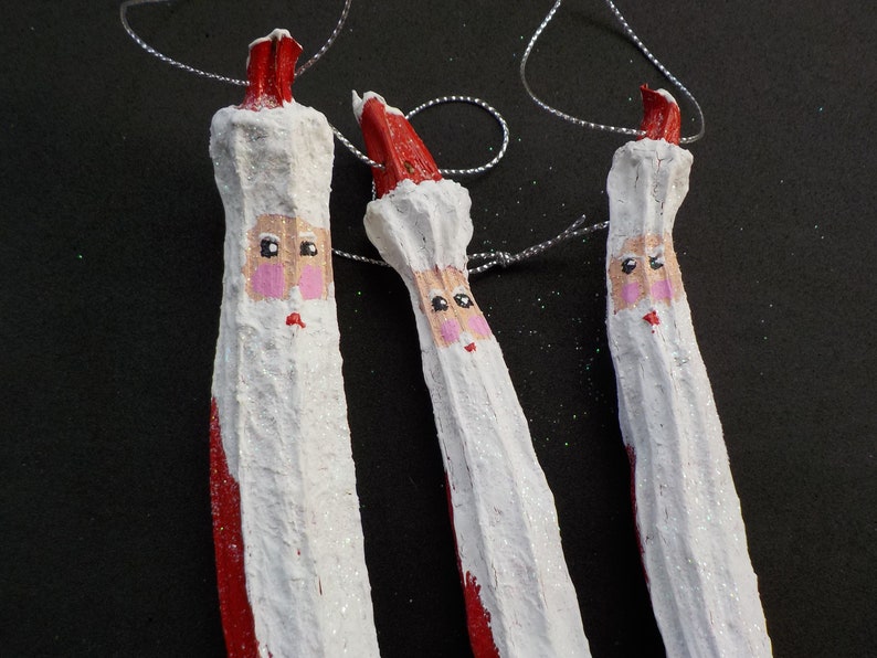 Hand-painted Dried Okra Santa Ornaments - Unique Holiday Decoration ...