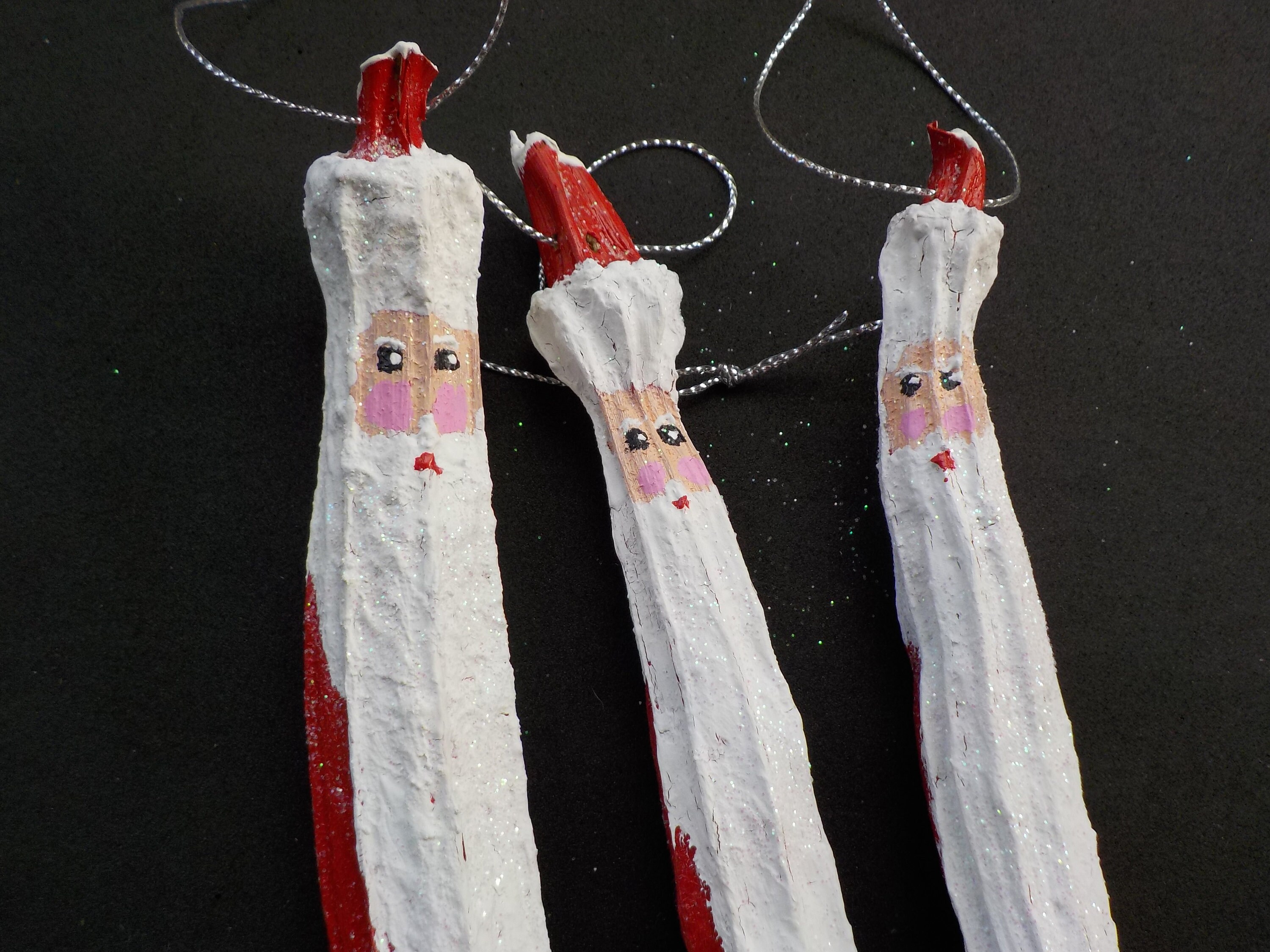 Hand-painted Dried Okra Santa Ornaments - Unique Holiday Decoration ...