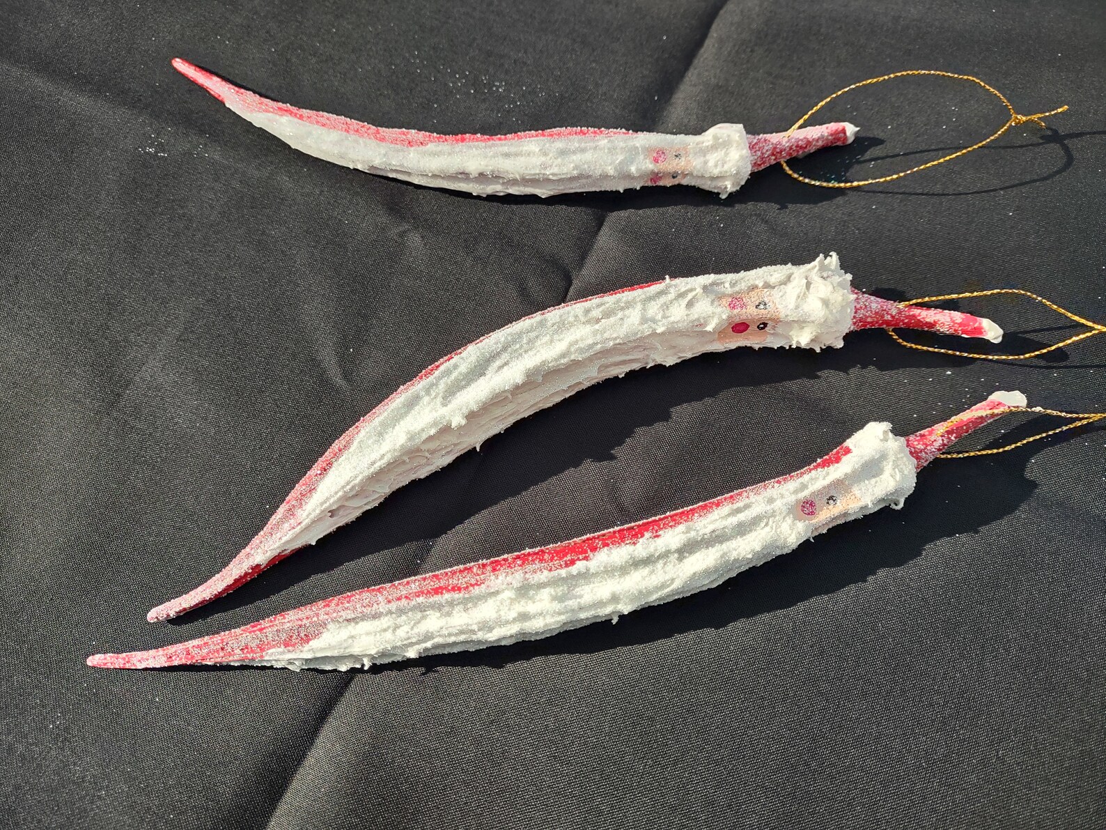 Hand-painted Dried Okra Santa Ornaments - Unique Holiday Decoration ...