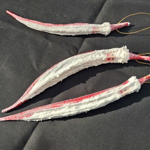 Hand-painted Dried Okra Santa Ornaments - Unique Holiday Decoration ...