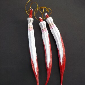 Hand-painted Dried Okra Santa Ornaments - Unique Holiday Decoration ...