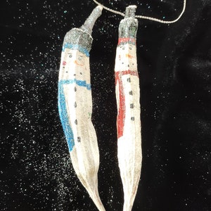 Hand Painted Dried Okra Snowman Ornaments - Etsy
