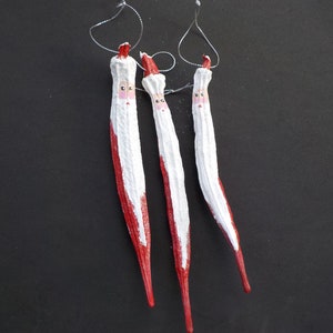 Hand-painted Dried Okra Santa Ornaments - Unique Holiday Decoration ...