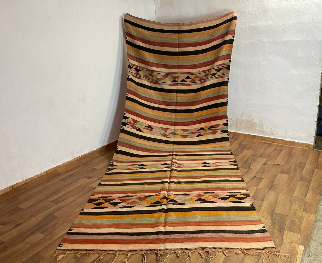 13x5ft Moroccan Vintag Kilim, Handmande Kilim, Traditional Kilim, Home ...