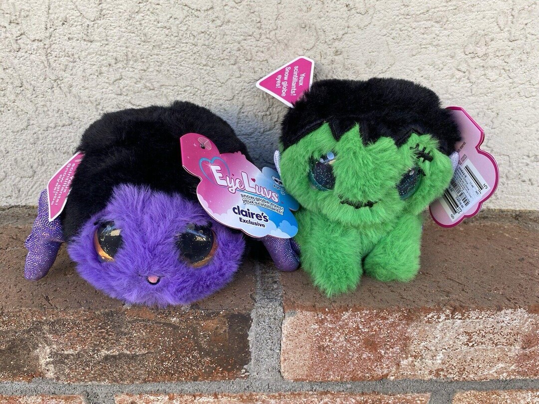 Claires Boutique Exclusive Plush Set Eye Luvs Spider and Frankenstein ...