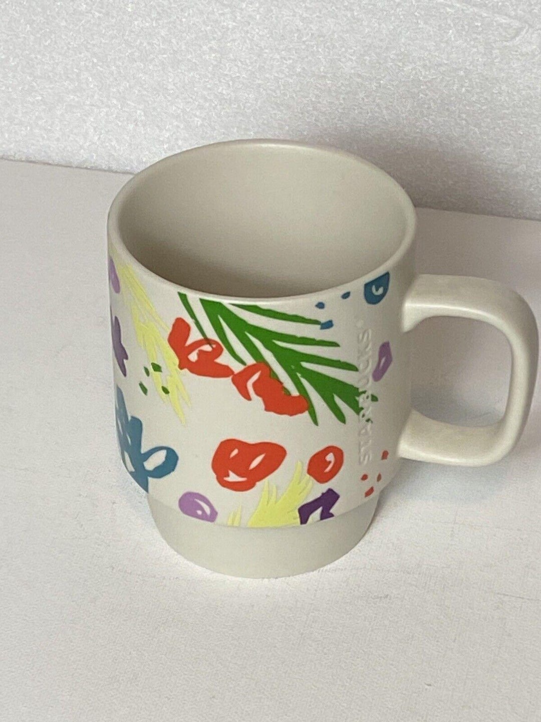 2016 Stackable STARBUCKS Spring Pink Floral Ceramic Coffee Cup Mug 12 ...