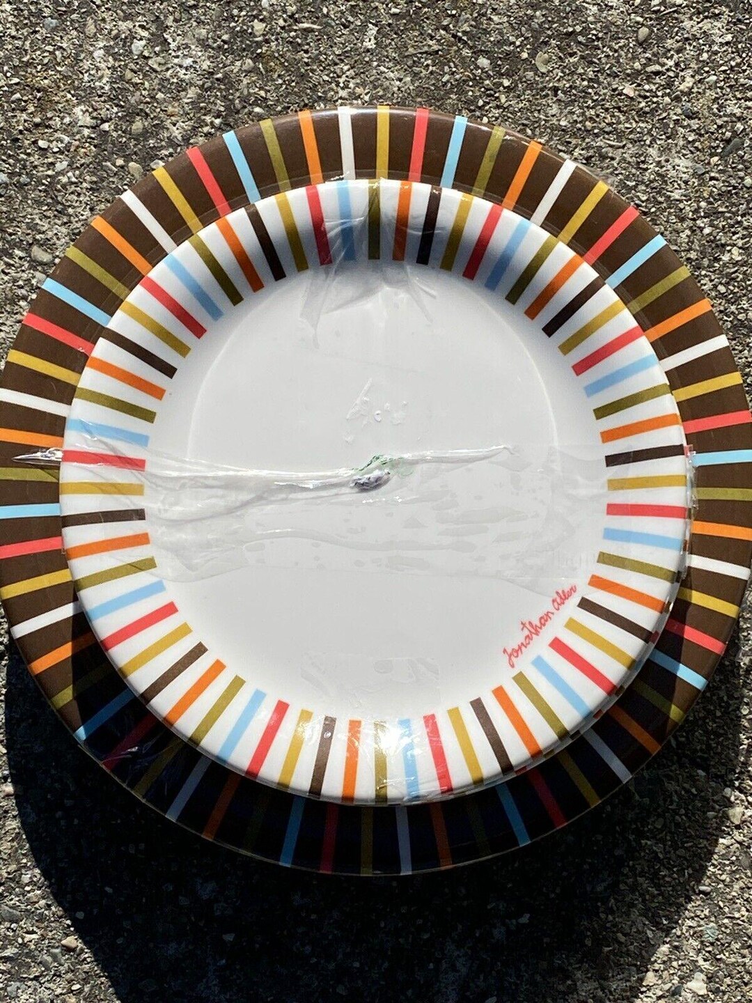 Johnathan Adler Plastic Stripe Plates Set 8 - Etsy