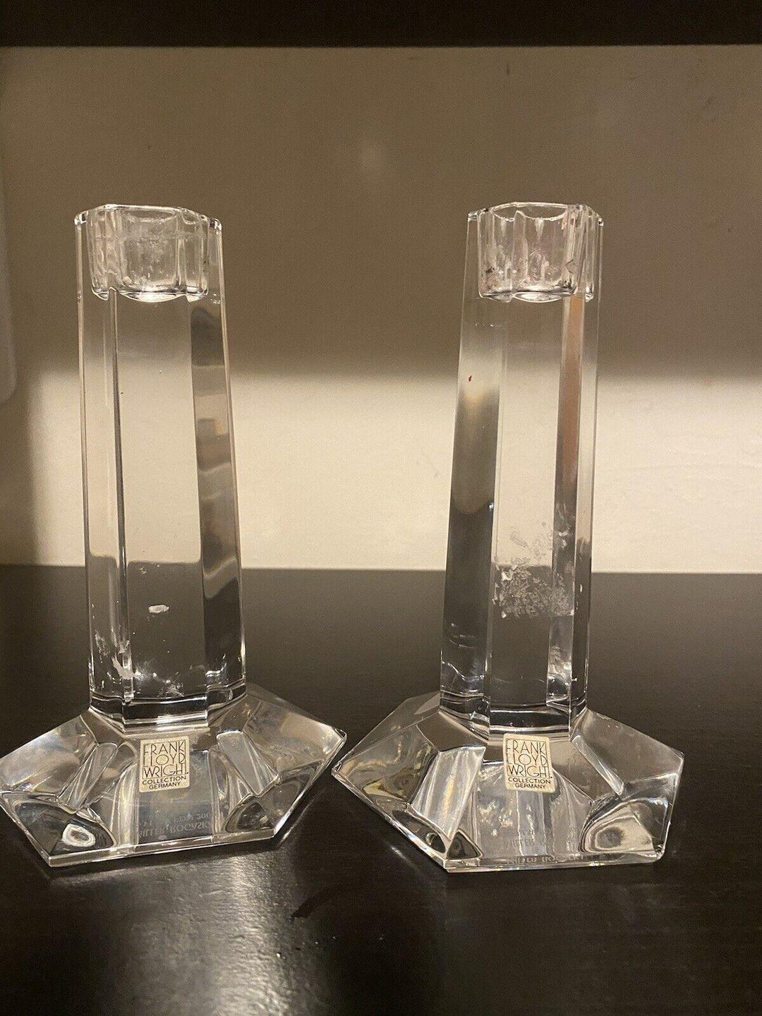 Frank Lloyd Wright Miller Rogaska Crystal Candle Holders 2 - Etsy