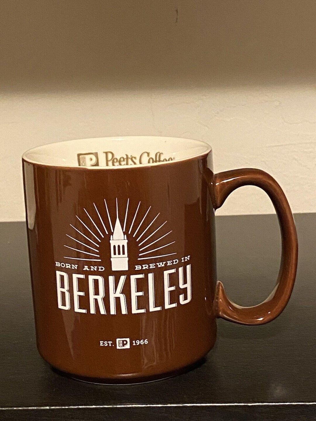 Peet's Coffee Berkeley Mug Born and Brewed 16 Oz. Brown and Cream BIA ...