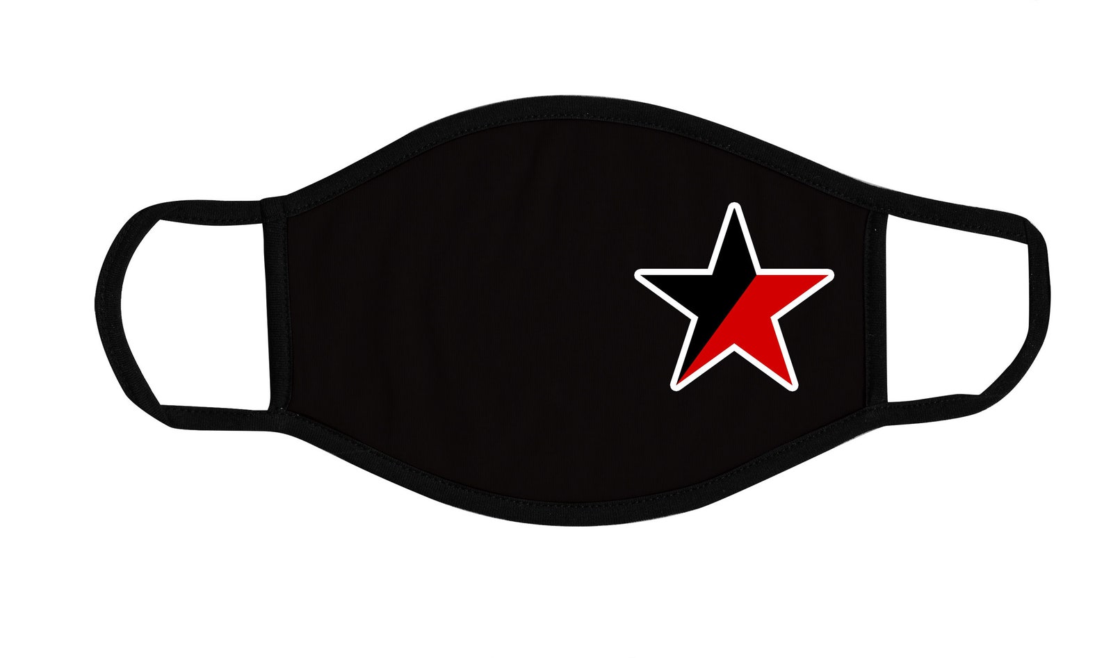 Red and Black Star Face Mask, Reusable Cotton and Polyester, 2 Layers ...