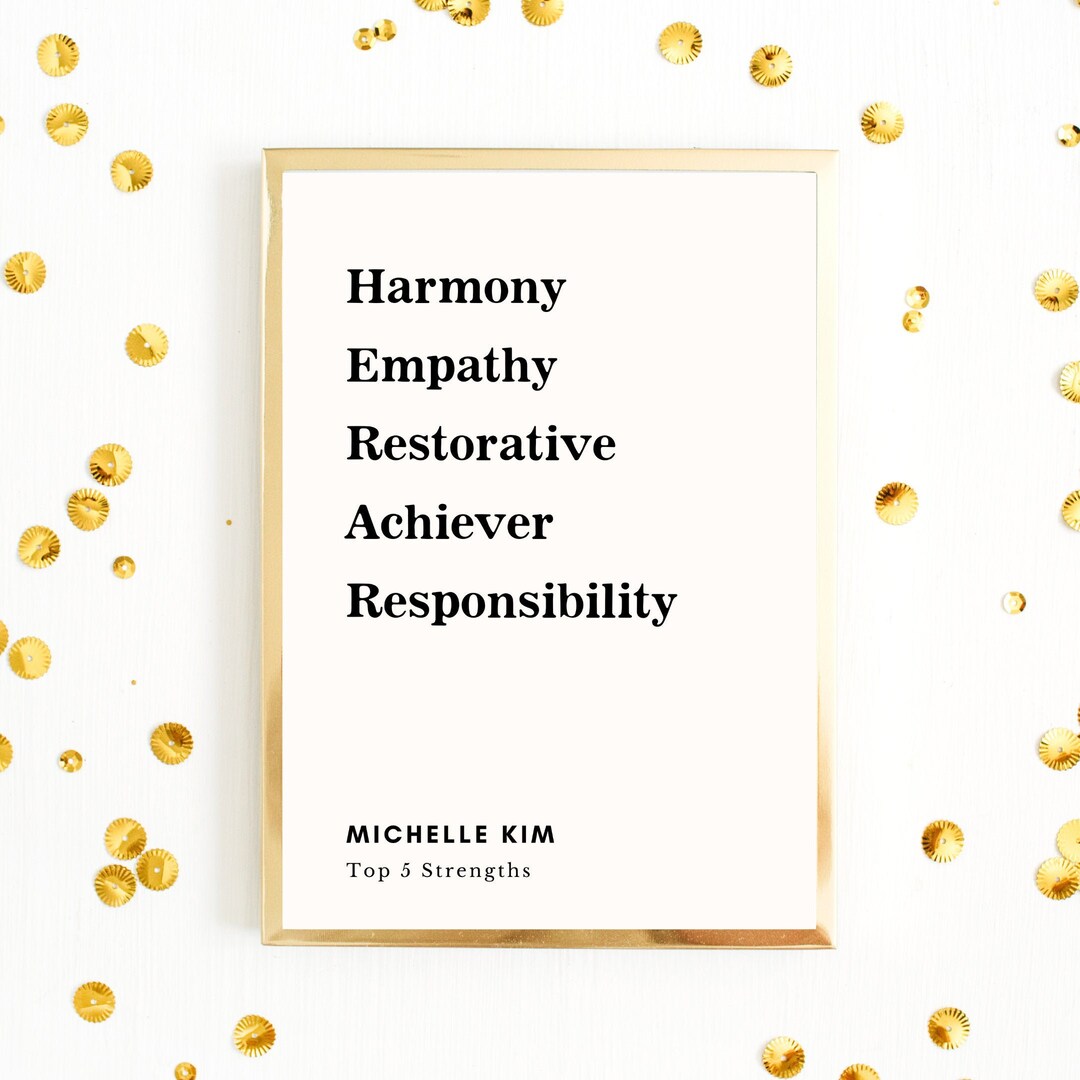 Top 5 Strengths Personalized Custom Digital Print White - Etsy UK