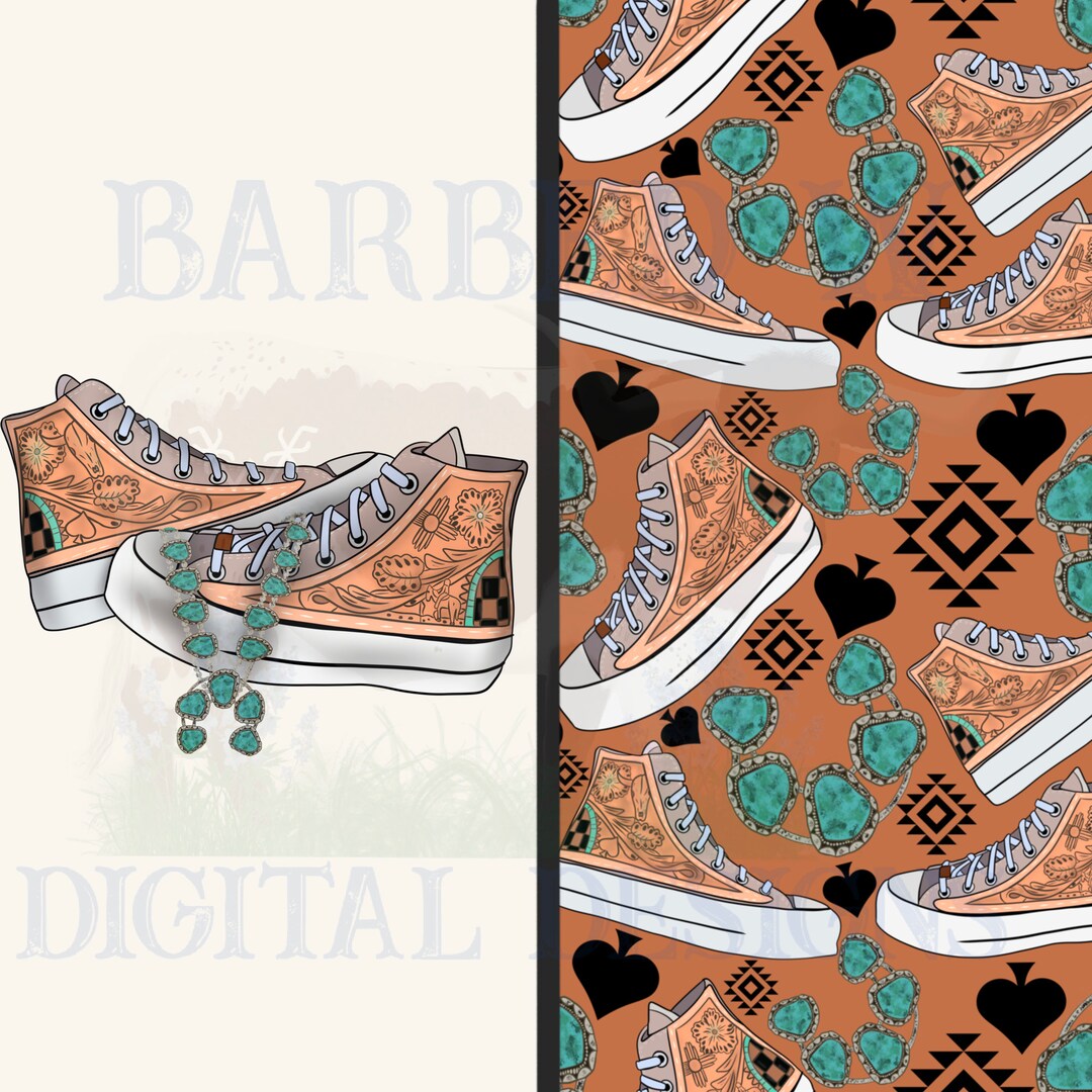 Punchy Png Bundle, High Tops Png, Western Png, Turquoise Png, Tooled ...