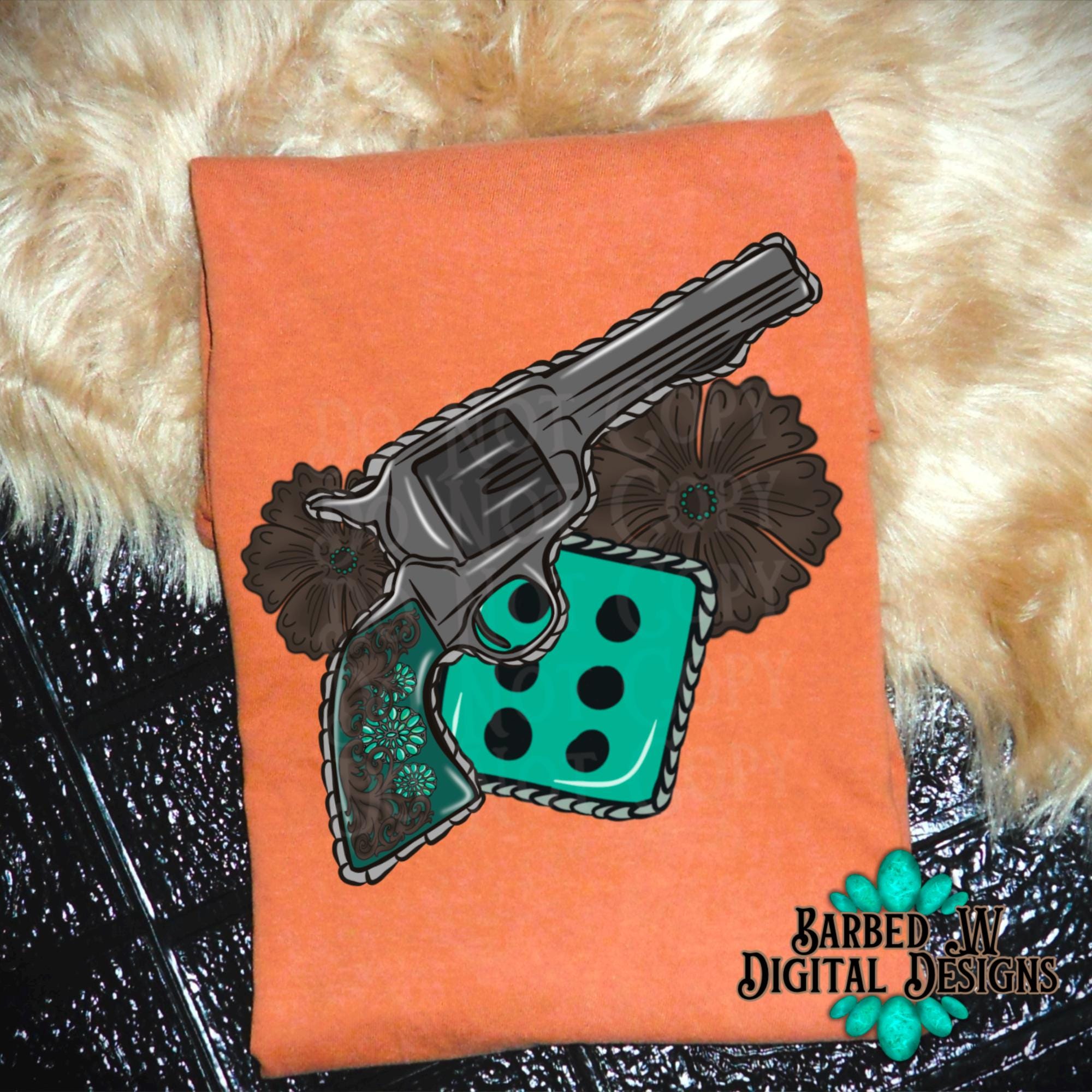 Turquoise Revolver & Dice PNG: Western Cowgirl Design (digital File) - Etsy