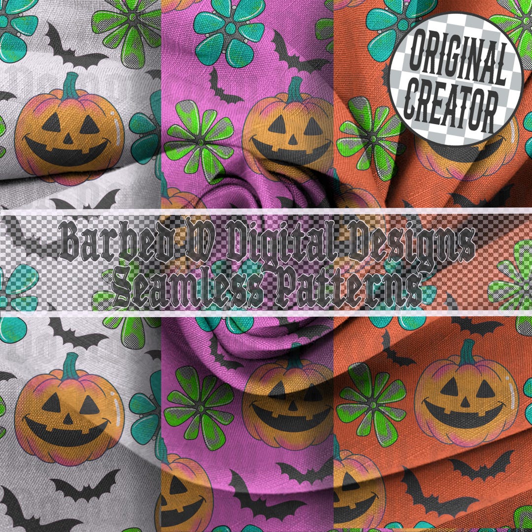 Spooky Halloween Seamless Pattern Bundle: Western Turquoise ...