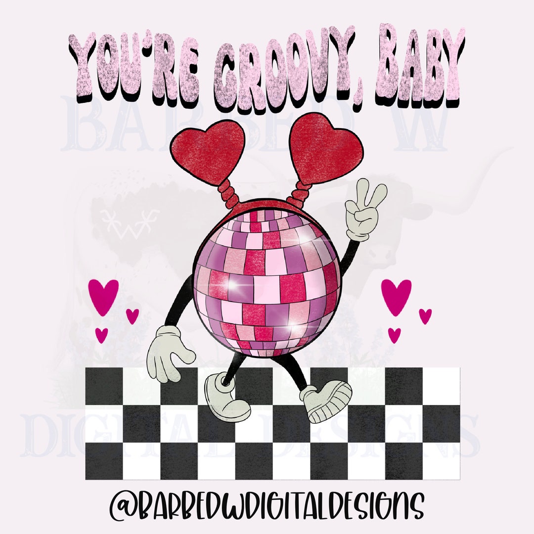 Valentines Day Png, Groovy Png, Disco Ball Png, Retro Png, Pink ...