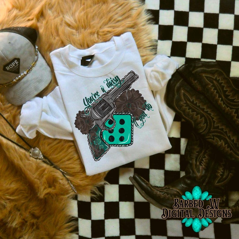 Turquoise Revolver & Dice PNG: Western Cowgirl Design (digital File) - Etsy