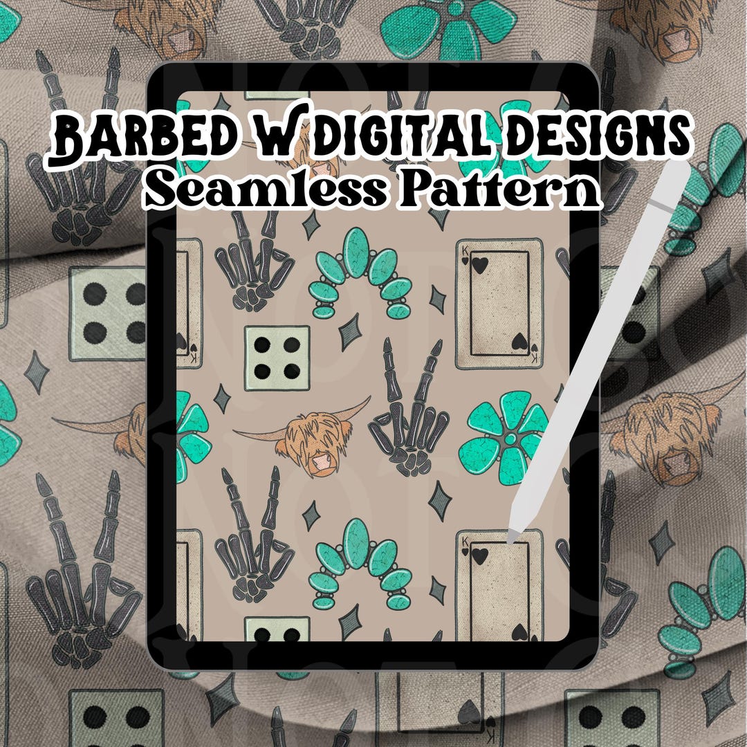 Western Seamless Pattern, Western Png, Turquoise Png, Highland Cow Png ...