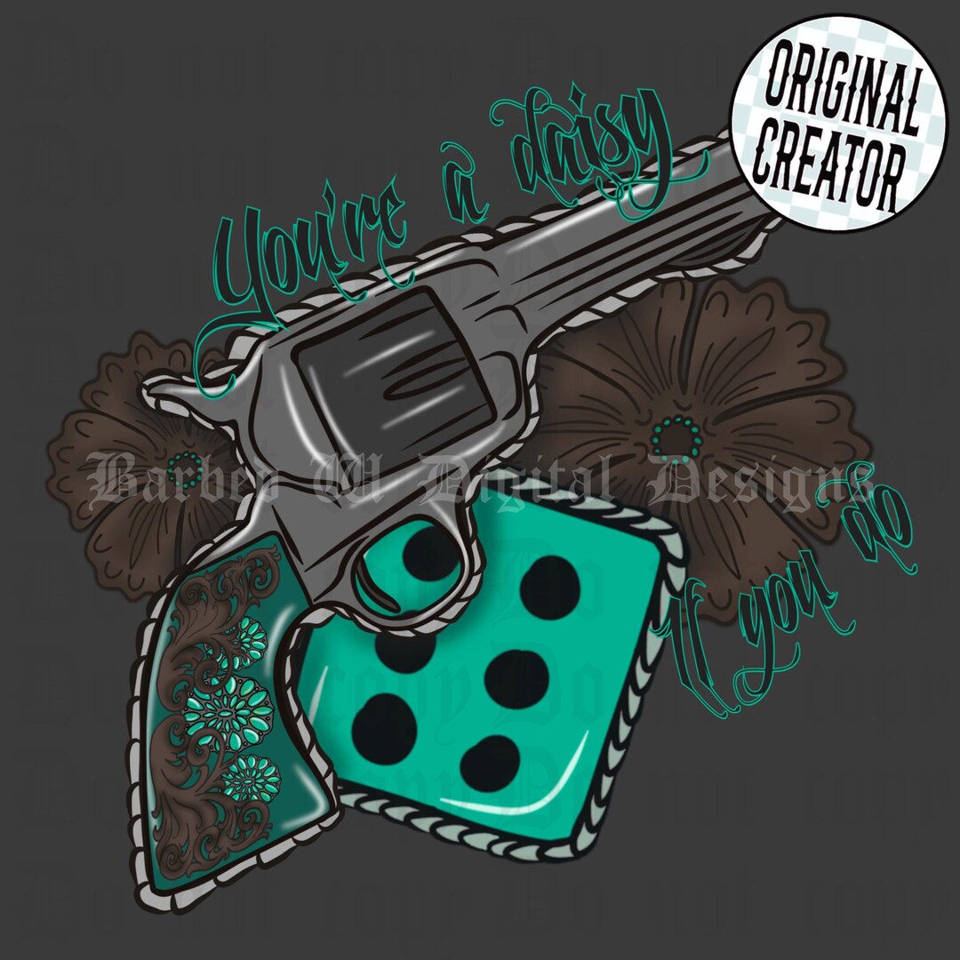 Turquoise Revolver & Dice PNG: Western Cowgirl Design (digital File) - Etsy