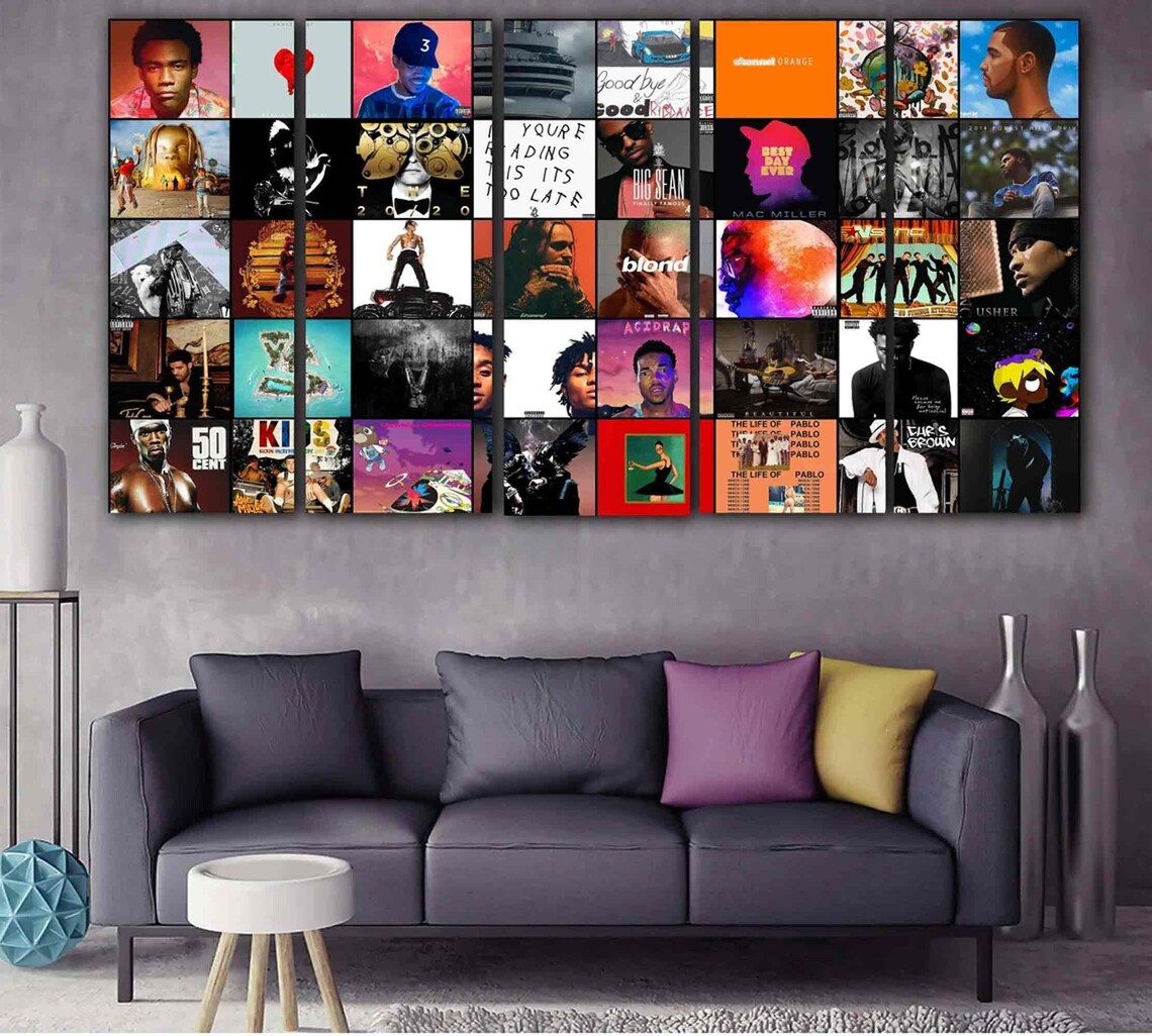 Hip Hop Wall Art Stretched Framed Canvas Rap Album Cover Poster ...