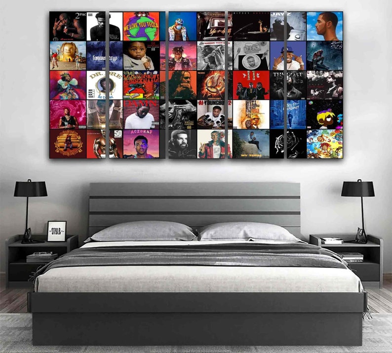 Hip Hop Wall Art Stretched Framed Canvas Rap Album Cover Poster ...