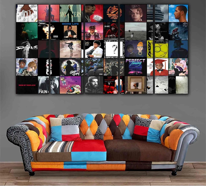 Hip Hop Wall Art Stretched Framed Canvas Rap Album Cover Poster ...