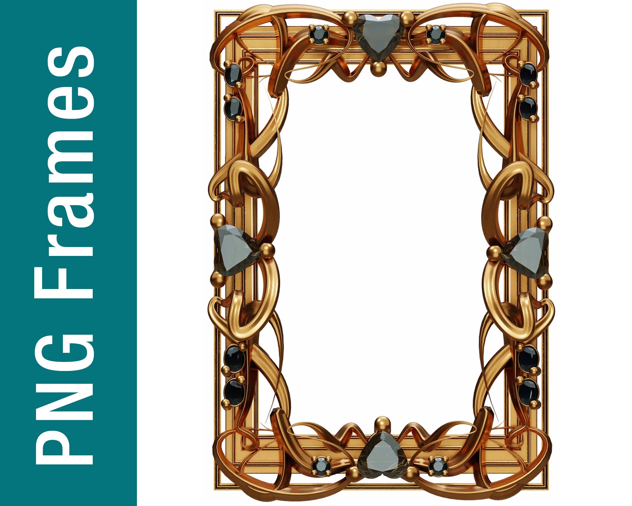Gold Frames Clipart, Gold Border, Diamond Frames Clipart, Golden Frame ...