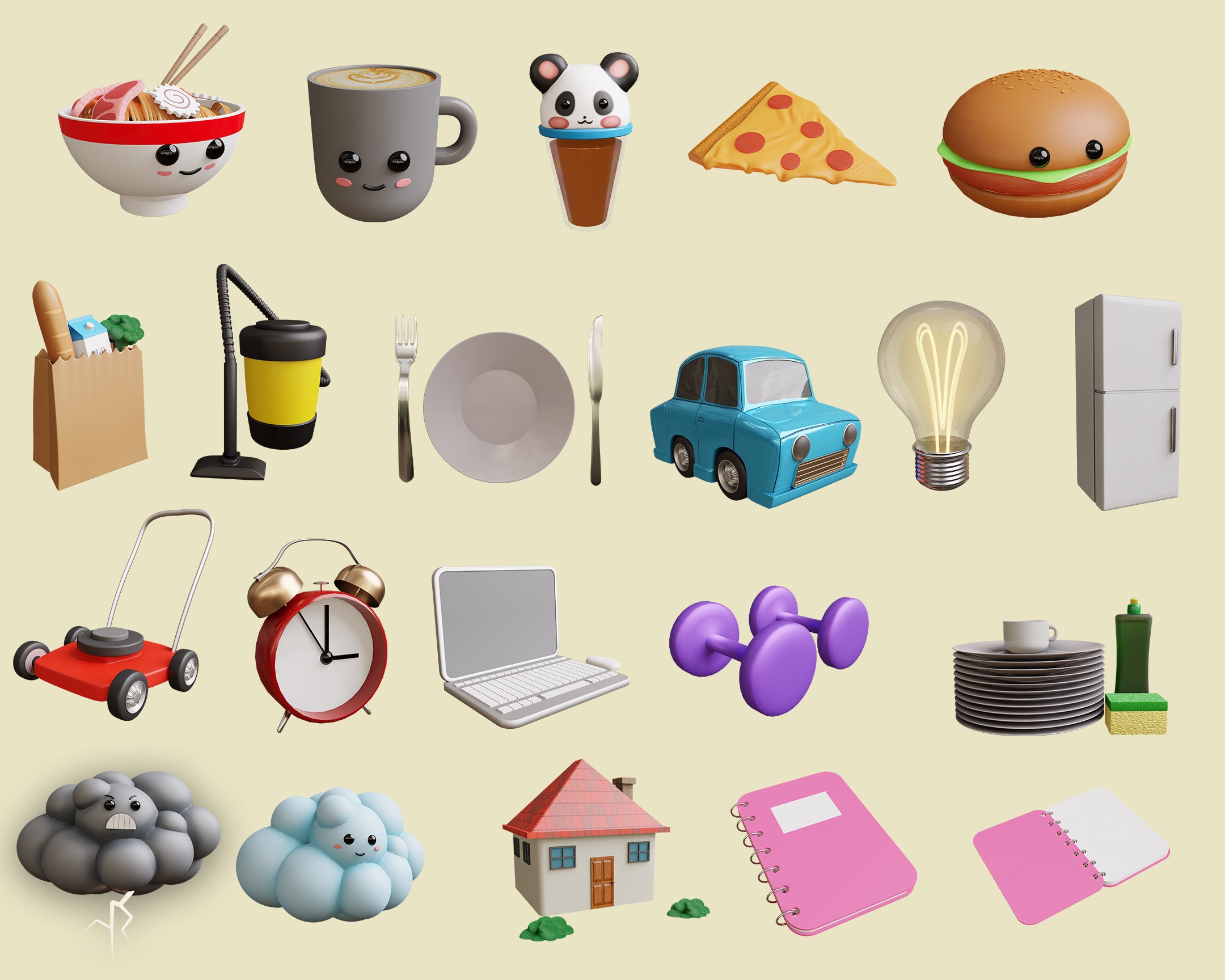 Digital Art Kawaii Clipart Bundle Clipart Instant Download - Etsy UK