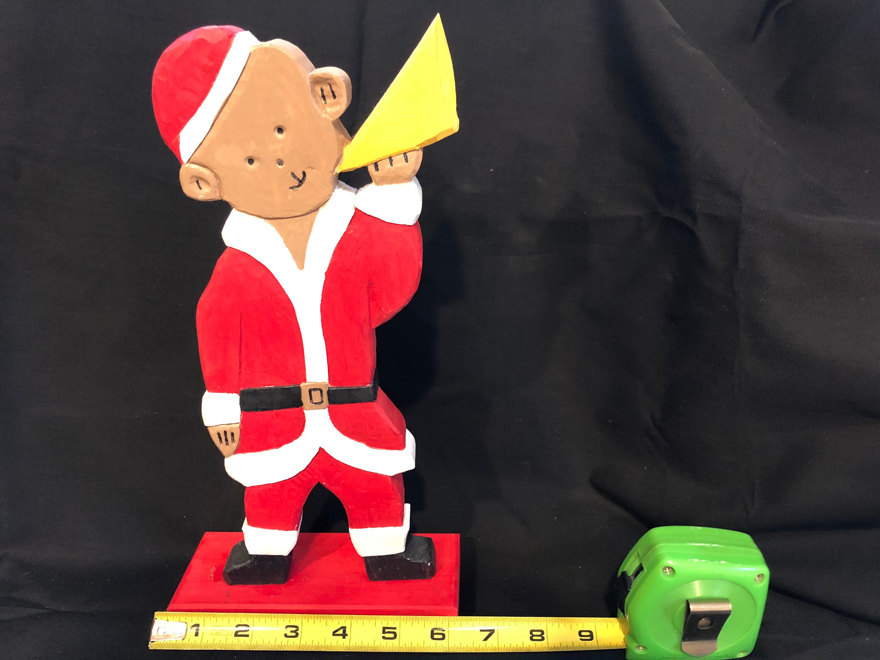 Santa Teddy Bear Blowing Horn Hand Carved - Etsy