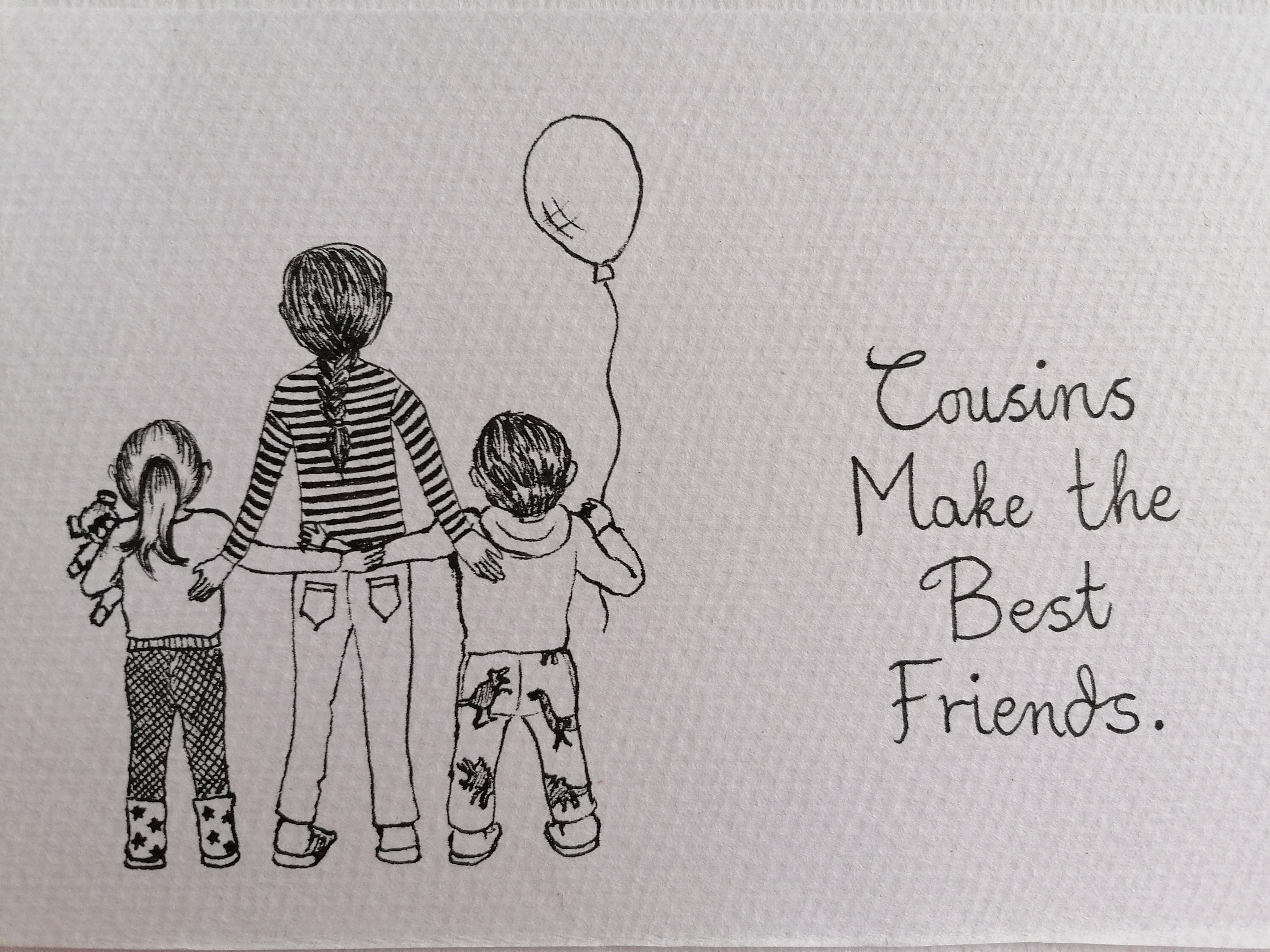 Fotografía personalizada de primos dibujados a mano - Etsy España