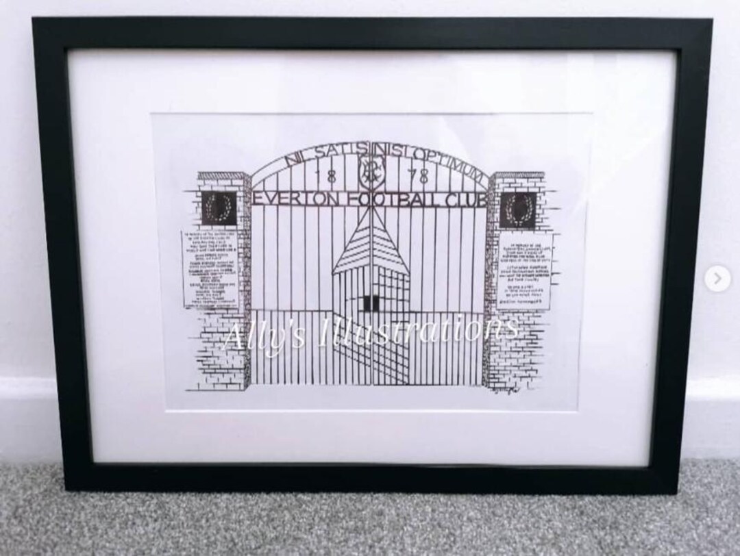 Hand Drawn A4 Print of the Famous Everton FC Goodison Gates - Etsy