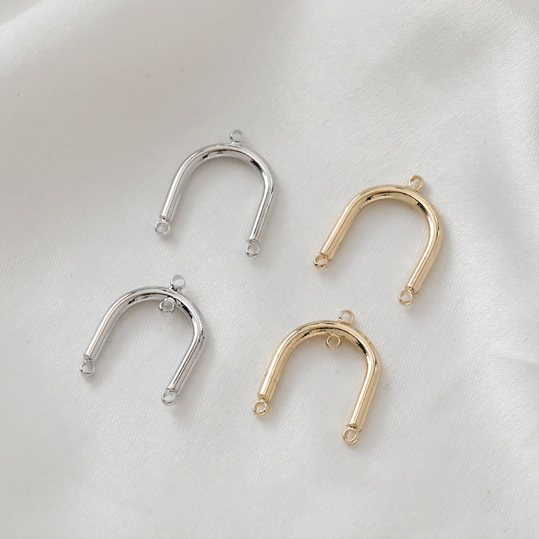 Gold Arched U-shape Connector With Loops, 14K Gold Plated Earring ...