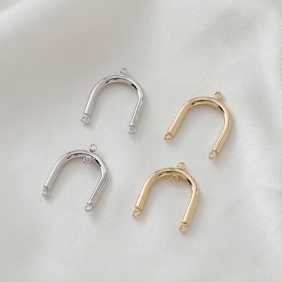 Gold Arched U-shape Connector With Loops 14K Gold Plated - Etsy