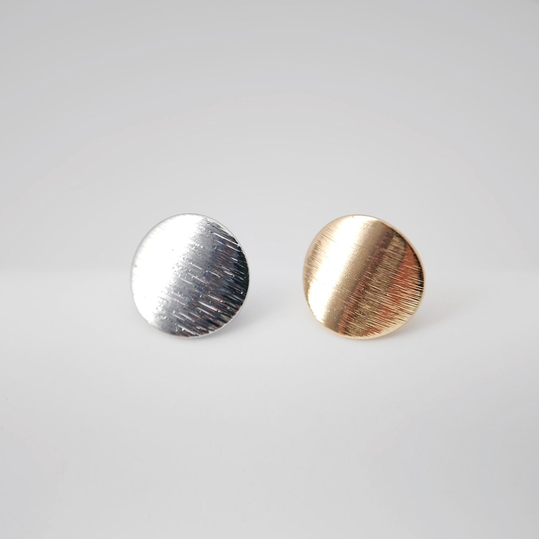 10pcs Gold Round Earring Post With Loop, Brushed Finish, 12mm, Nickel ...