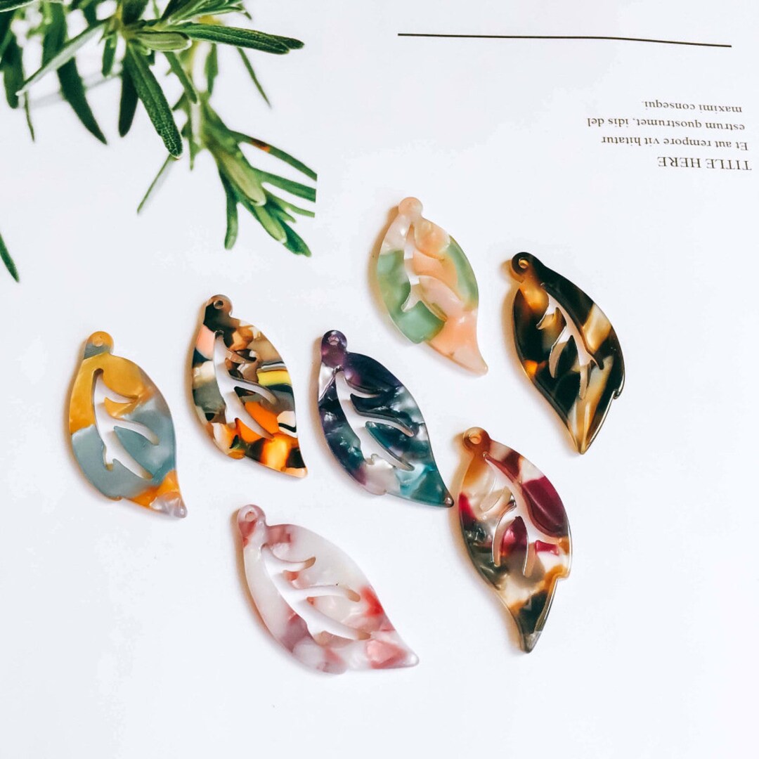 10PCS Leave Pendant, Acetic Acid, Acetate Leaf Pendant, 10 Colors You ...