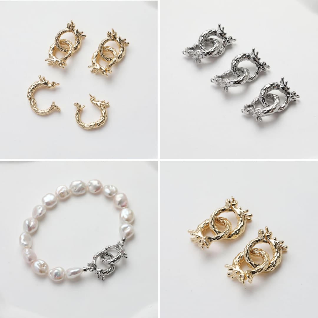 Double Loop Clasp, Dragon, Necklace Connector, 14K Gold/silver Plated ...