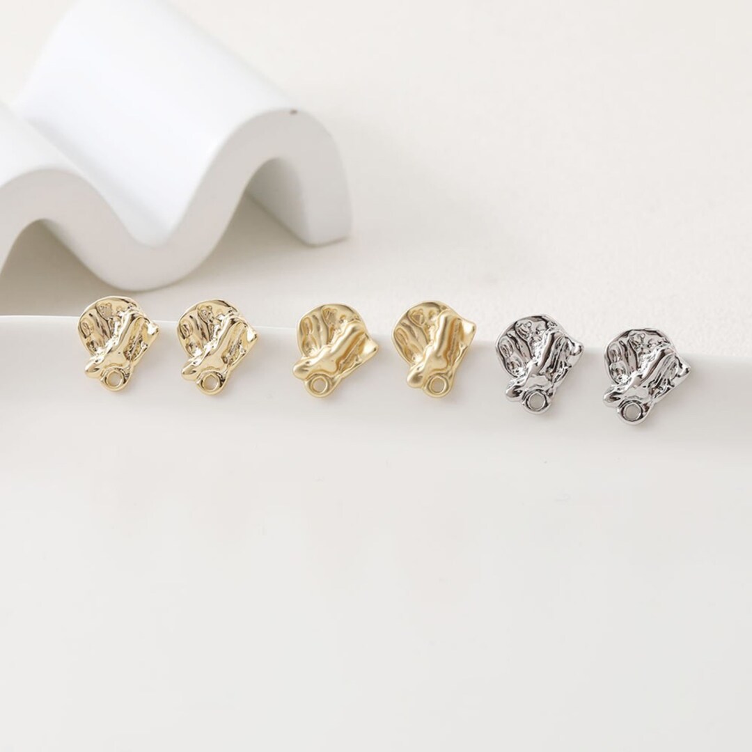 Irregular Ear Post With Loop, S925 Silver Ear Pin Nickel Free, Gold ...