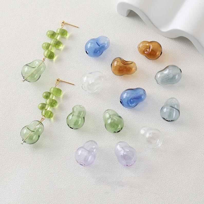 Glass Bubble Beads, Pear Concave Glass Beads, Colorful Hand Blown ...