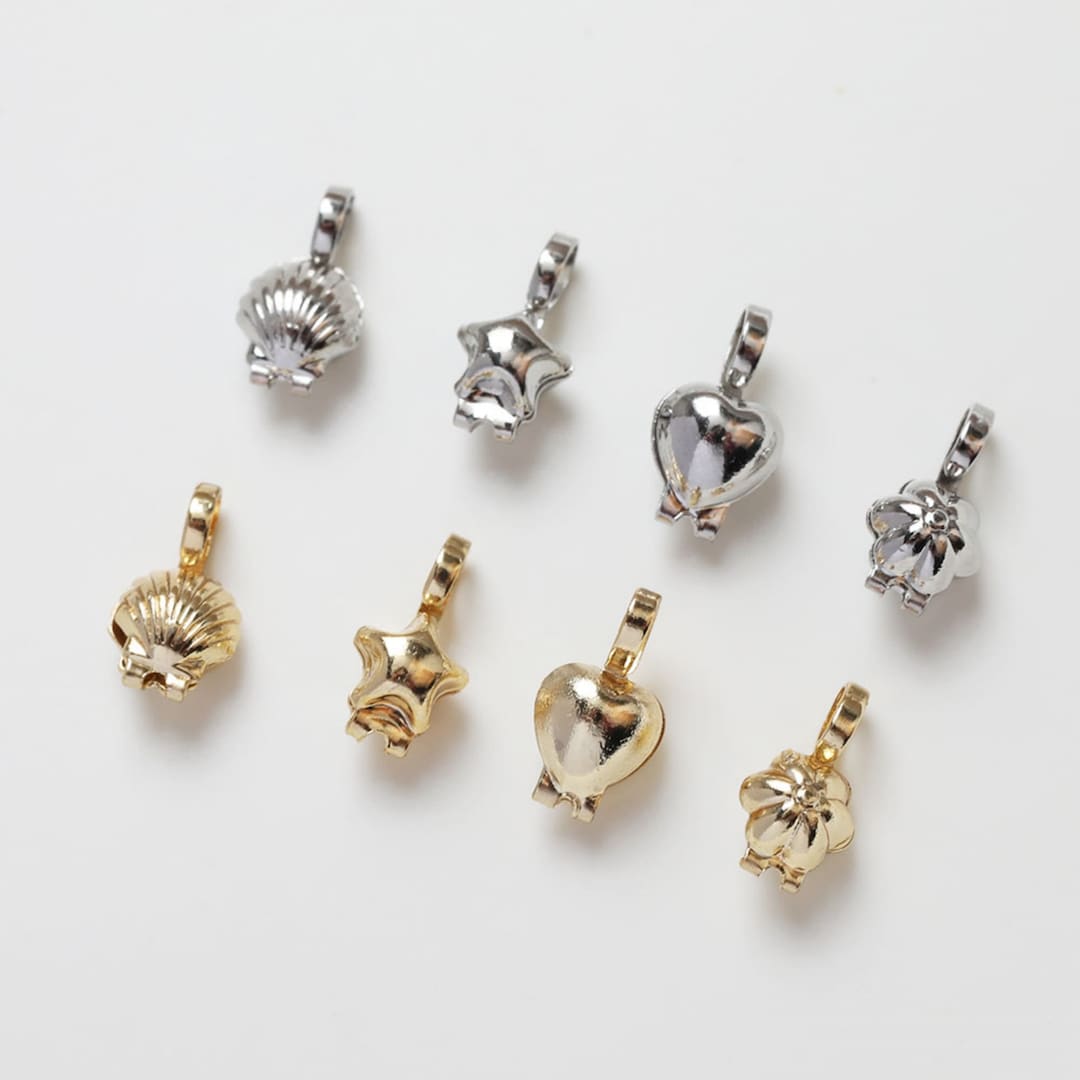Calottes Crimps, 14K Gold Plated, Shell Pentagram Heart Flower, Bead ...
