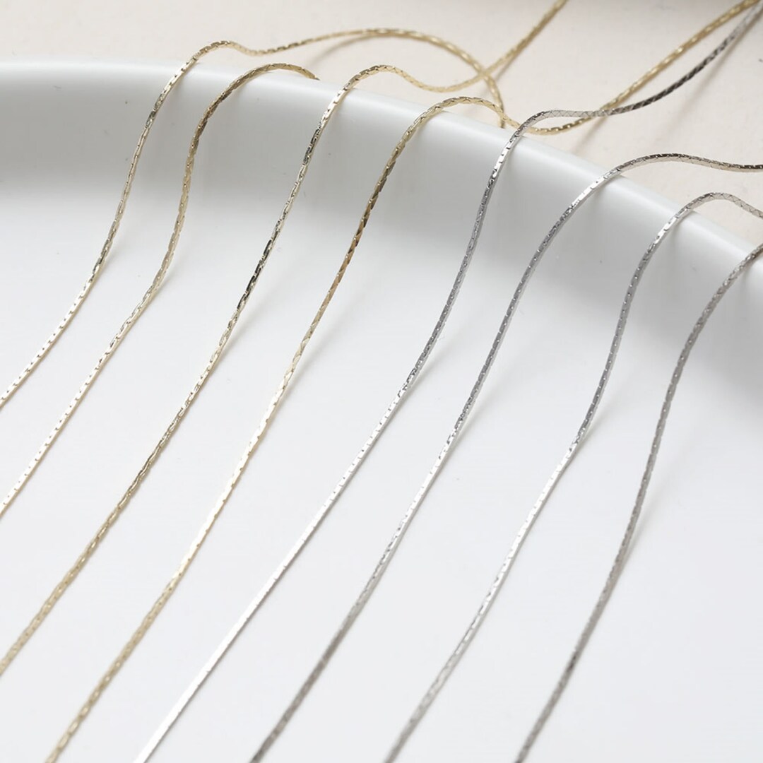 14K Gold Snake Chain, 0.6mm, 0.7mm, 0.8mm, 0.9mm in Flat, Necklace Link ...