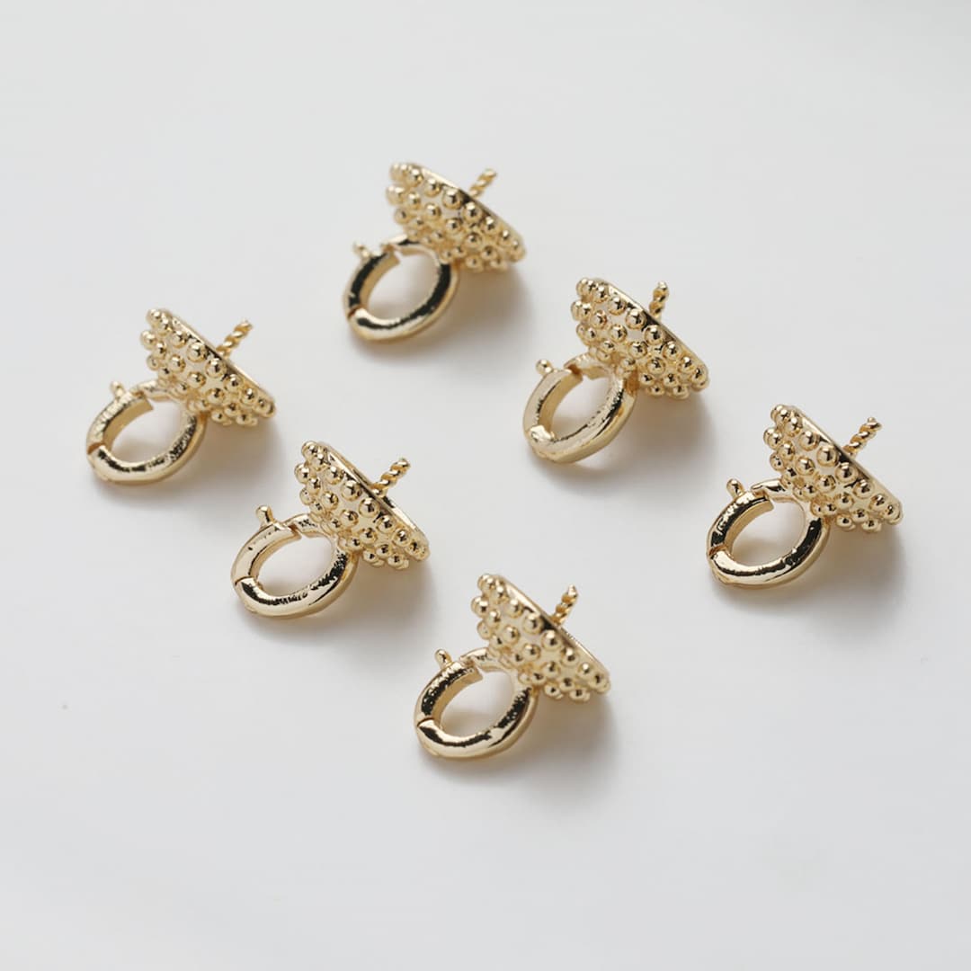 Beads Caps With Clasps, Peg Bail Caps, 18K Gold Plated, With Loop, 9.4 ...