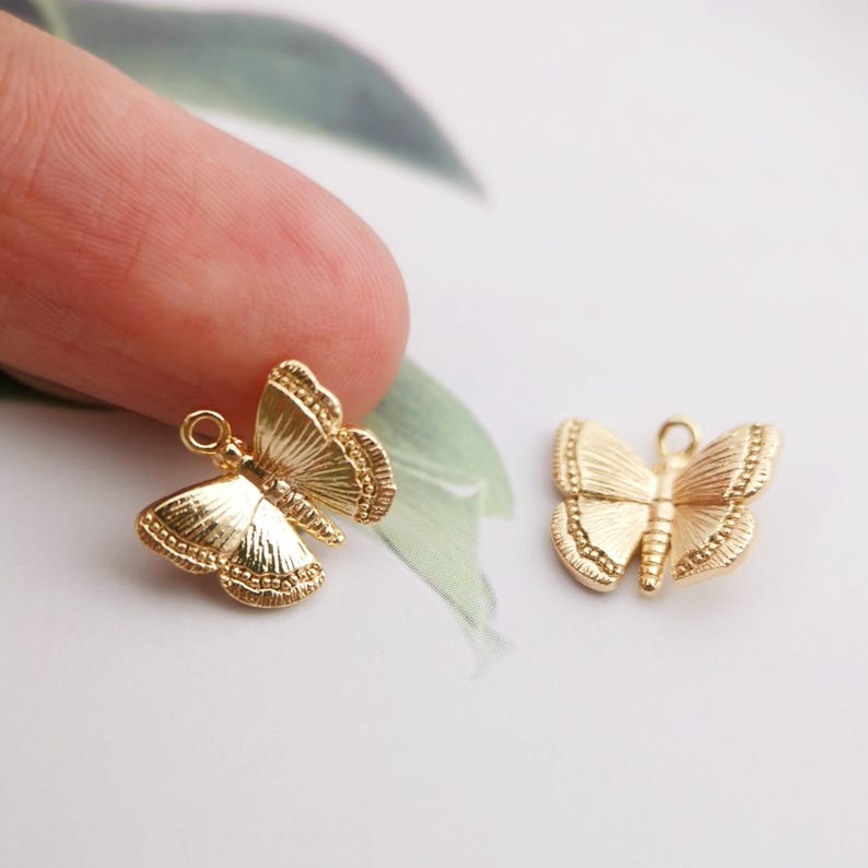 4PCS Bulk Gold Butterfly Charm, Dainty Gold Plated Butterfly Pendant ...