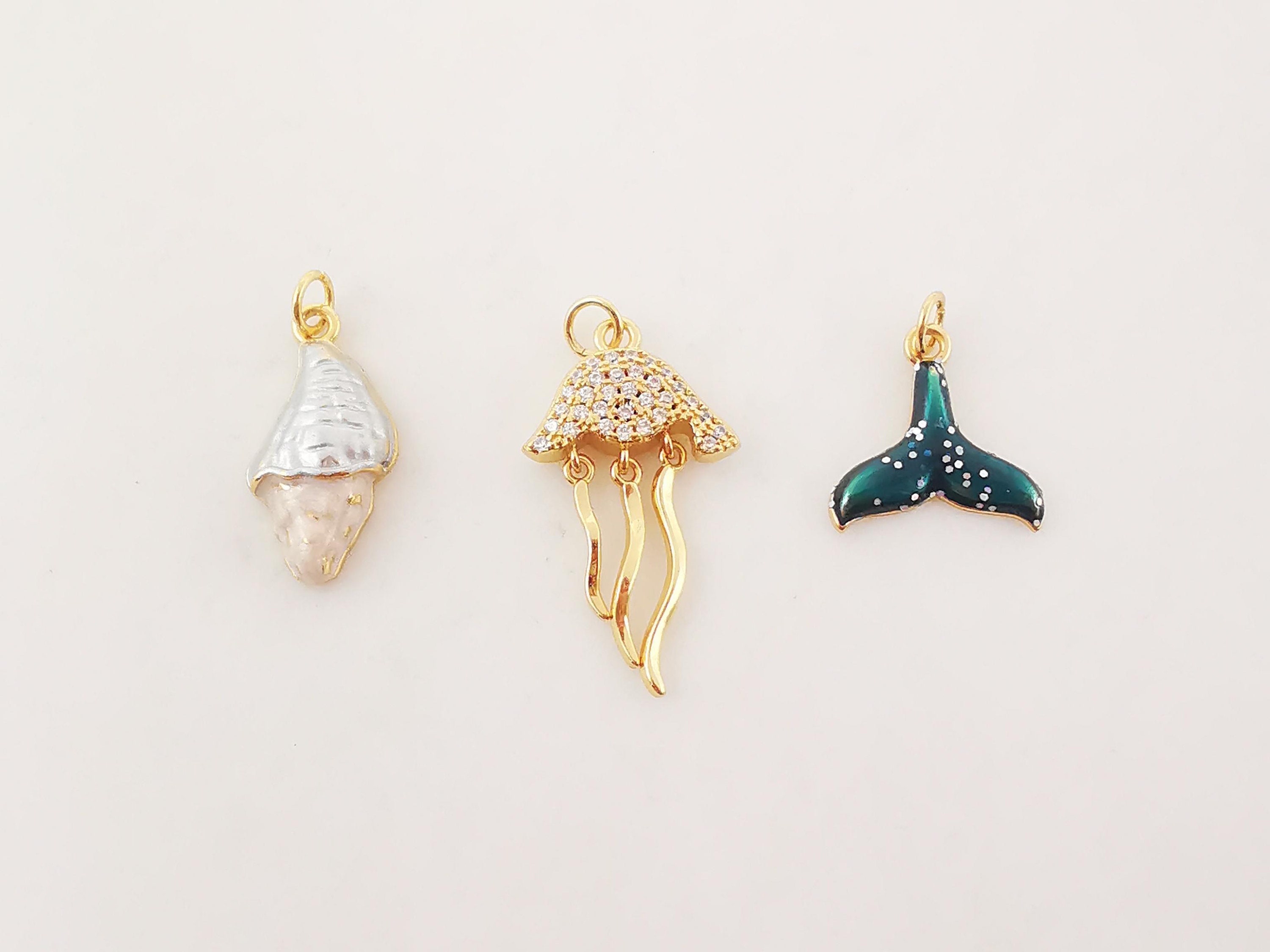 Enamel Marine Life Charms Jellyfish Seashell Fishtail - Etsy