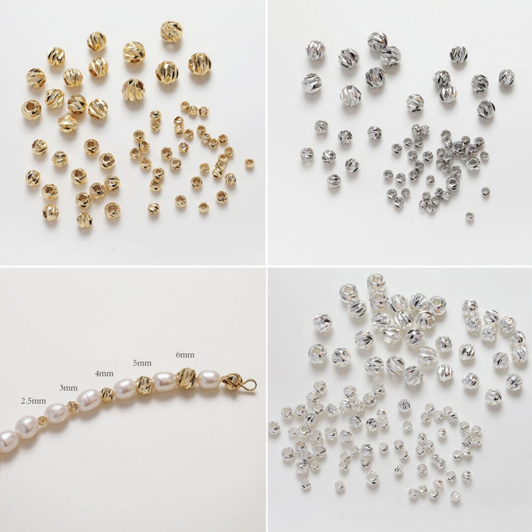 50pcs Round Cutting Spacer Beads, Gold Beads, 18K Gold Plated, 2.5mm ...
