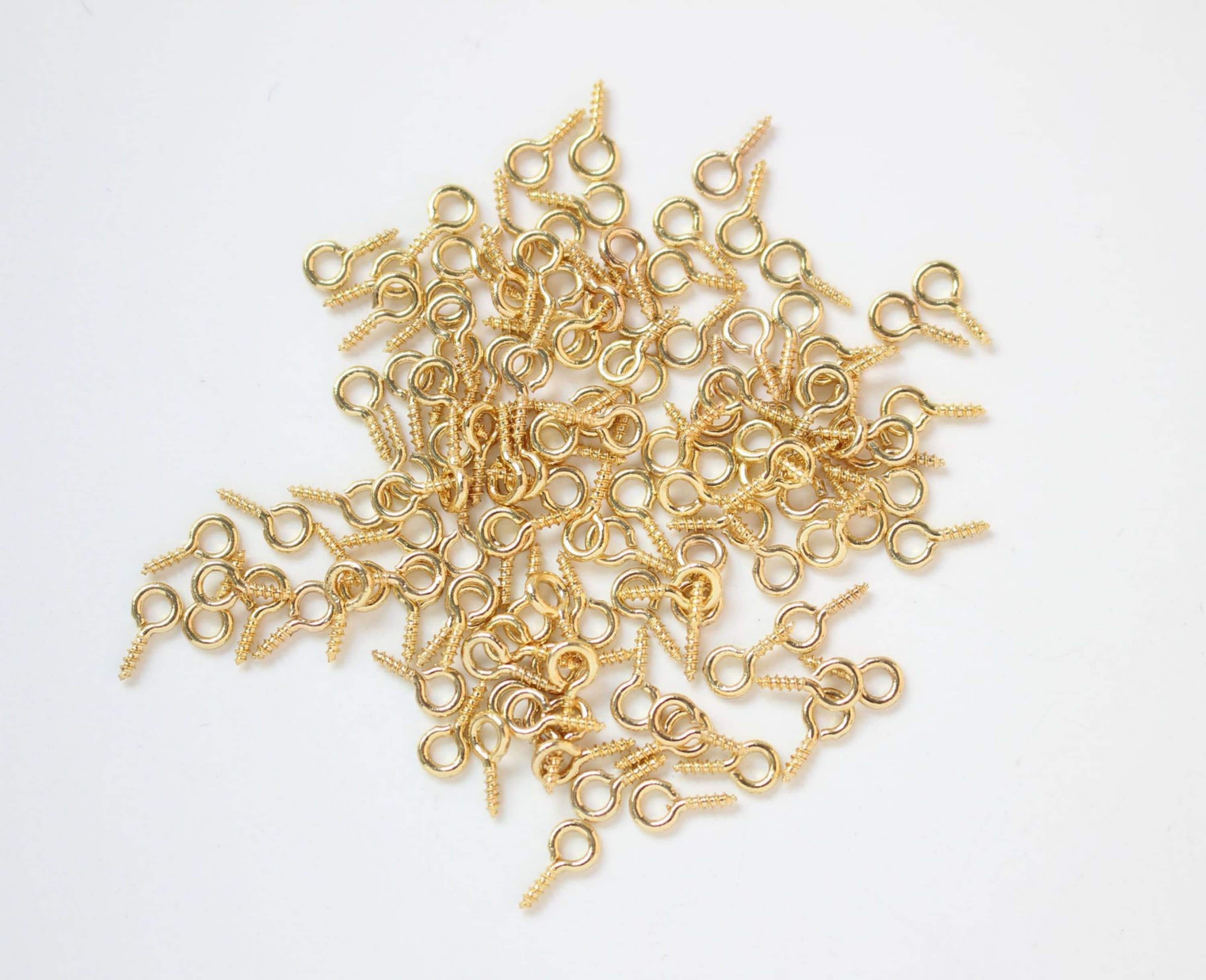 100pcs Eye Screw Pins Screw Hook Eye Pin 14K Gold Plated - Etsy