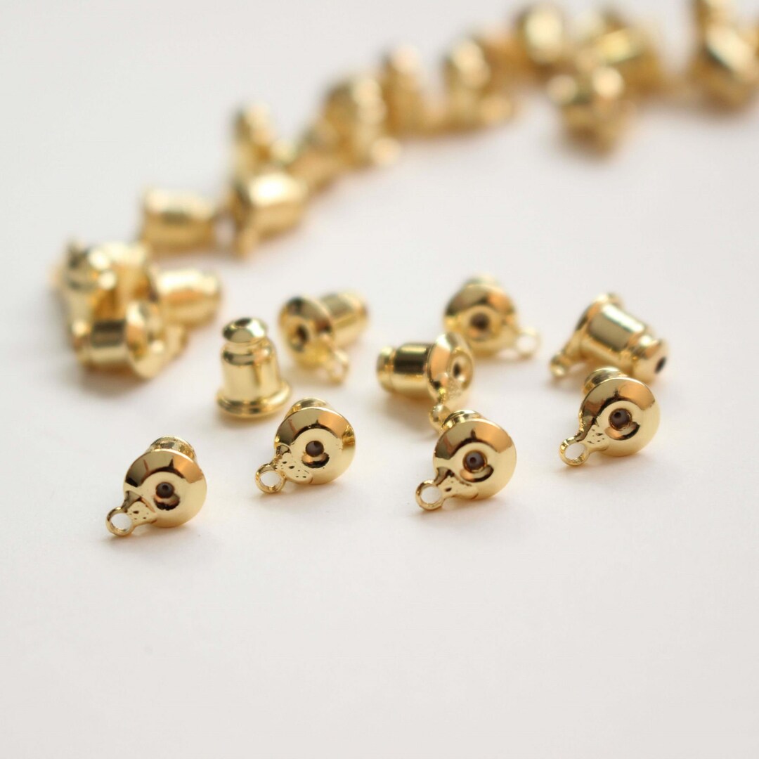 20PCS Ear Nuts With Loop, Gold Plated Earring Backs, Earring Stoppers ...