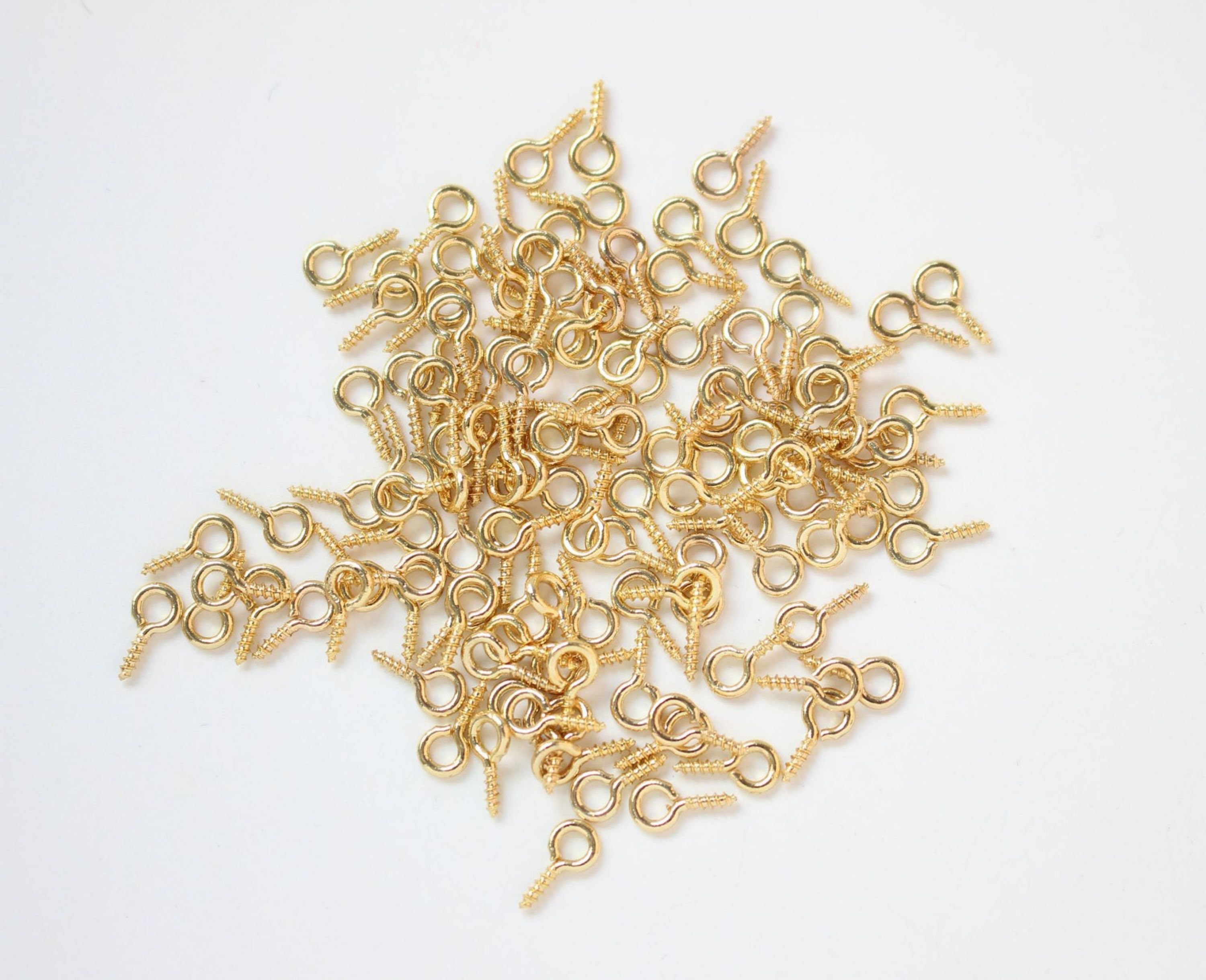 100pcs Eye Screw Pins Screw Hook Eye Pin 14K Gold Plated - Etsy