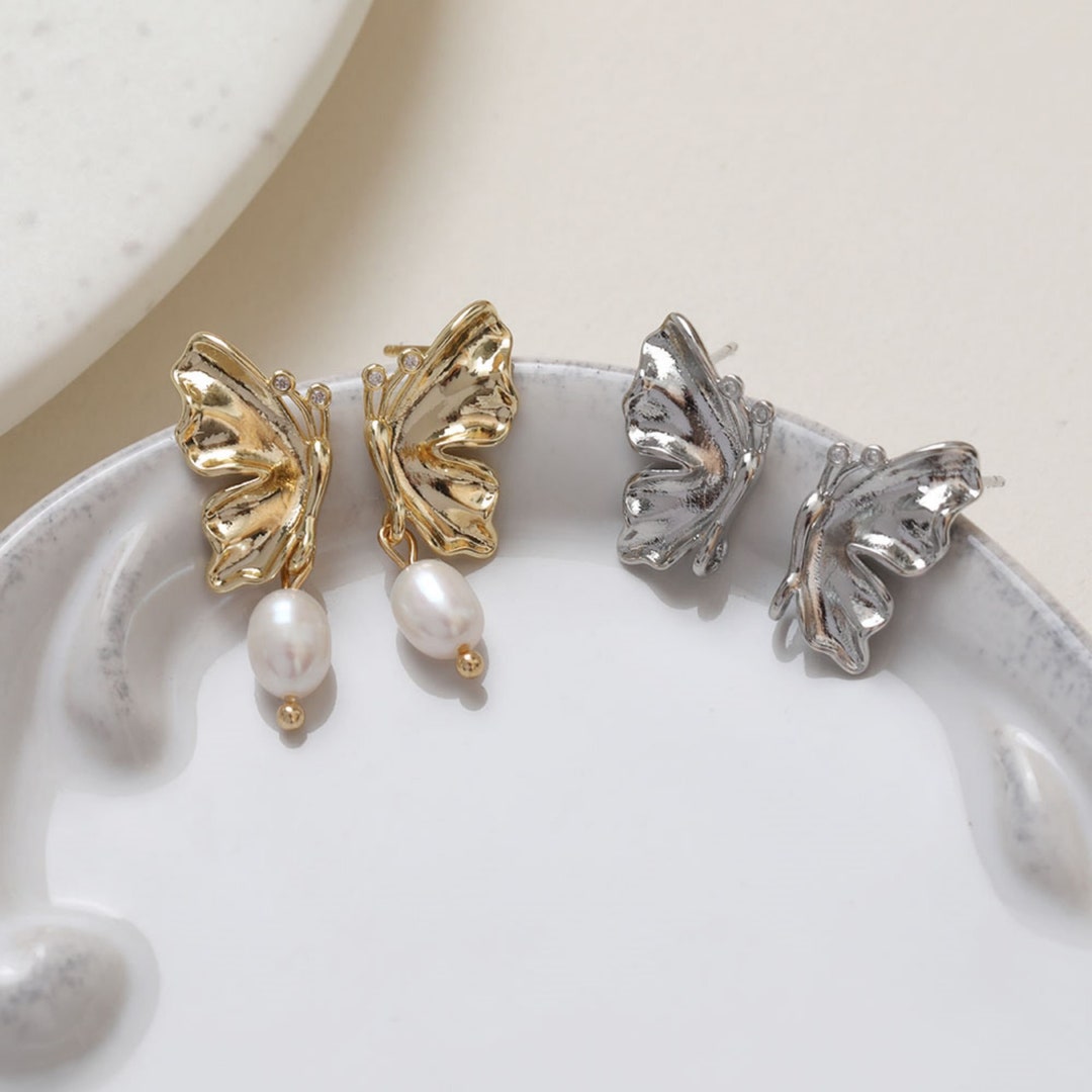 Butterfly Ear Post, S925 Silver Ear Pin, Nickel Free, Ear Studs, 14K ...