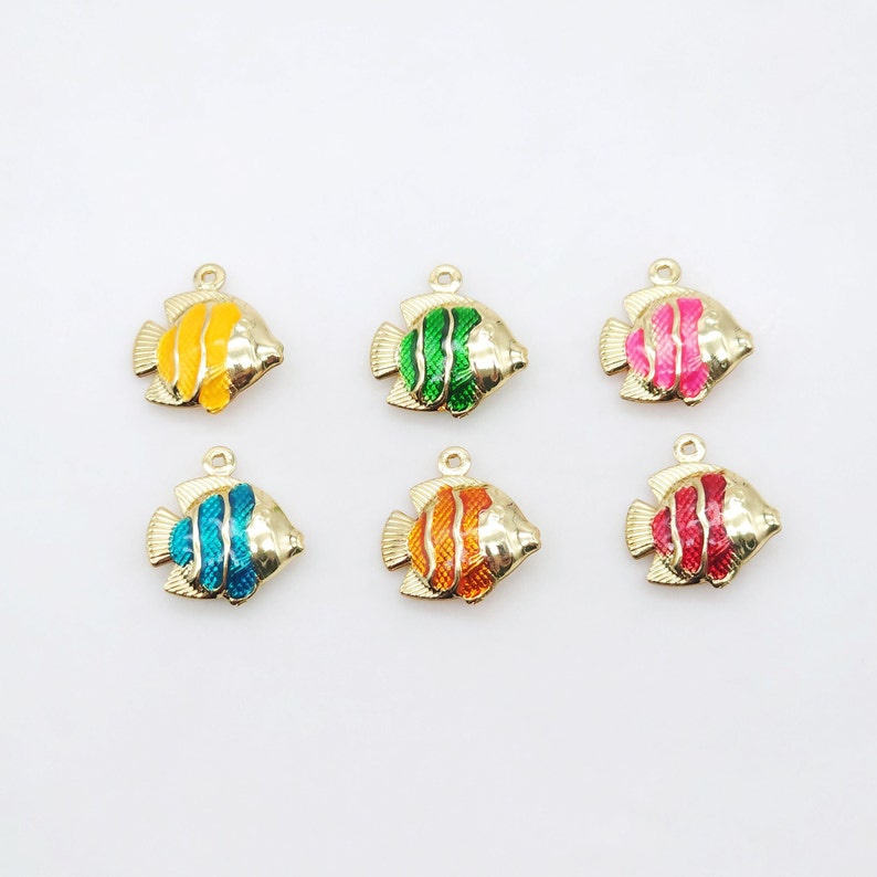 Enamel Marine Life Charms, Fish Pendant, 18K Gold Plated Charms ...